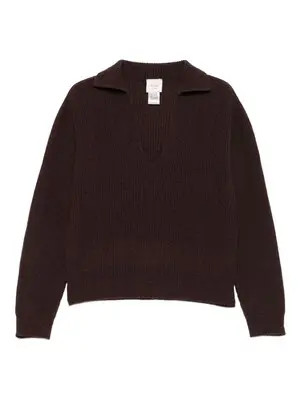 ALYSI Wool Polo Sweater - Brown