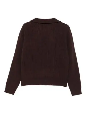 ALYSI Wool Polo Sweater - Brown