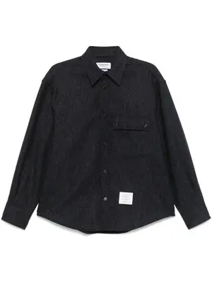 Thom Browne Oversized Shirt In Tweed - Blue