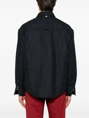 Thom Browne Oversized Shirt In Tweed - Blue