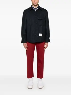 Thom Browne Oversized Shirt In Tweed - Blue