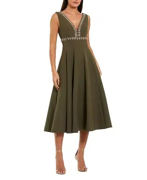 Olive Embellished Cocktail Dress