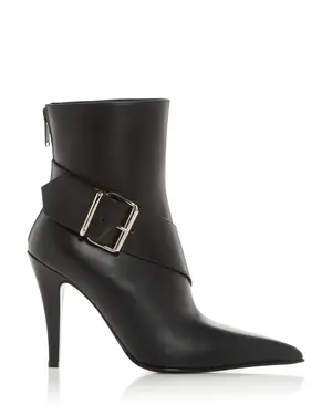 Alexander McQueen Pointed Buckle Boots - Black/silver