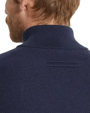 Zegna Oasi Cashmere Zip Mock Neck - Ink Blue