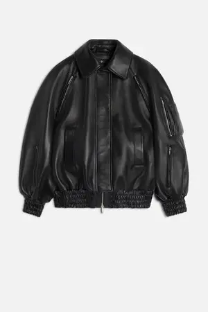 7 For All Mankind Leather Bomber Jacket
