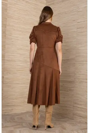 Hale Bob Kaisley Suede Midi Dress - Brown