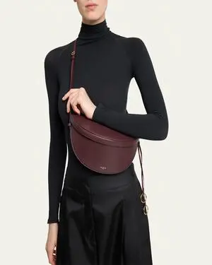 Alaïa East-west Curved Goatskin Leather Shoulder Bag - Rouge