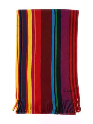 Paul Smith Signature-stripe Wool Scarf Brown