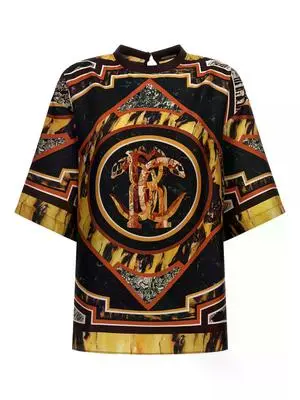 Roberto Cavalli Monogram Marble Silk T-shirt