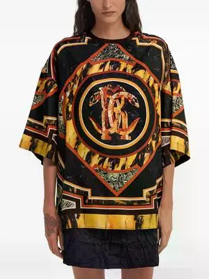 Roberto Cavalli Monogram Marble Silk T-shirt
