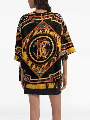 Roberto Cavalli Monogram Marble Silk T-shirt