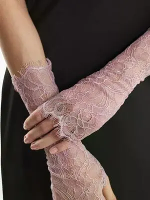 2310 STUDIO Floral Trimmed Gloves - Pink