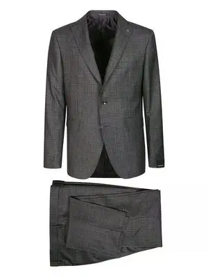 Tagliatore Check-pattern Wool Suit - Grey