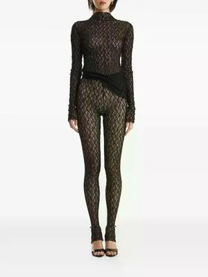 2310 STUDIO Lace-patterned Trousers - Black