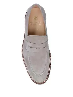 Brunello Cucinelli Penny Suede Loafers - Neutrals