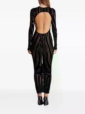 Balmain Zebra-print Velvet Midi Dress - Black