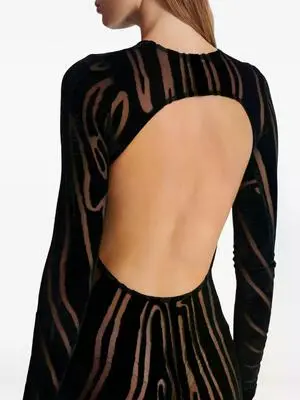 Balmain Zebra-print Velvet Midi Dress - Black