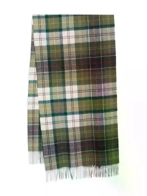 Barbour Check-pattern Fringed-trim Scarf - Green