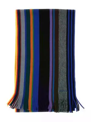 Paul Smith Signature-stripe Fringed Scarf - Black