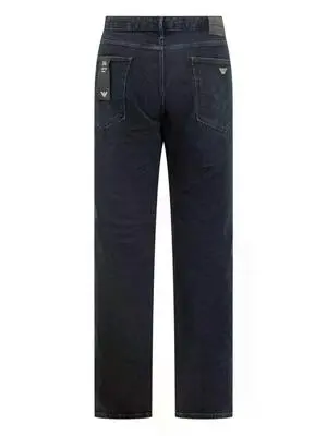 Emporio Armani Five-pocket Jeans With Logo Plaque - Blue