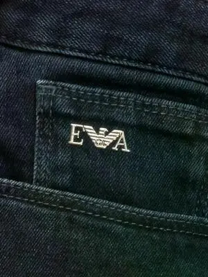 Emporio Armani Five-pocket Jeans With Logo Plaque - Blue