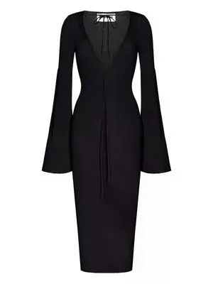 KOROBEYNIKOV Lace-up Flared-sleeve Midi Dress