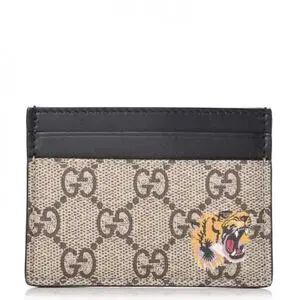 Gucci Card Case Monogram Gg Tiger Print - Black/beige