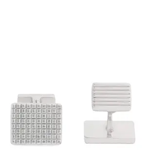 Dunhill Hobnail And Reed Tile Cufflinks - Silver