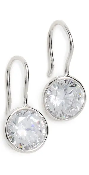 Shashi Bezel Drop Earrings - Silver