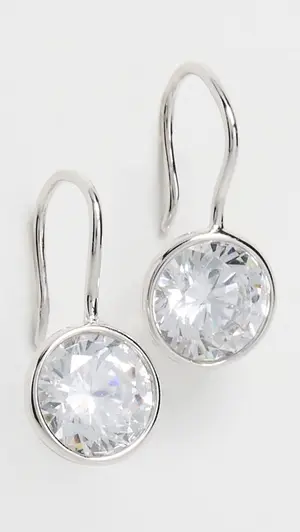 Shashi Bezel Drop Earrings - Silver