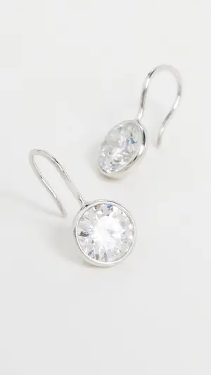 Shashi Bezel Drop Earrings - Silver