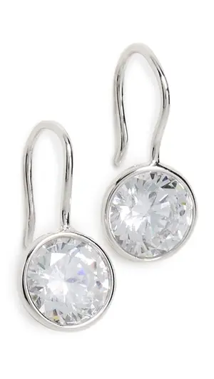 Shashi Bezel Drop Earrings - Silver