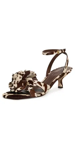 Farm Rio Flower Kitten Heel Sandals - Cow