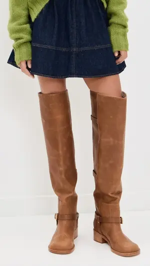 Farm Rio Distressed Leather Over-the-knee Boots