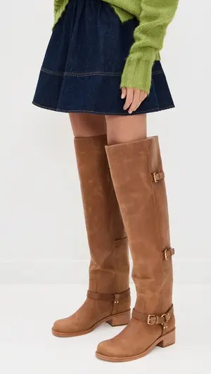 Farm Rio Distressed Leather Over-the-knee Boots