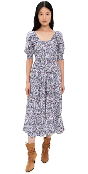 MAREA Midi Dress With Puff Sleeves