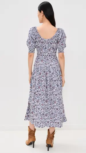MAREA Midi Dress With Puff Sleeves