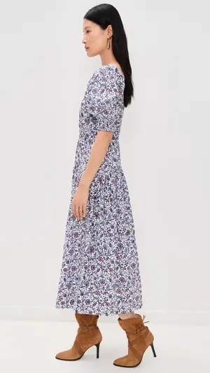 MAREA Midi Dress With Puff Sleeves