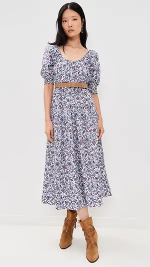 MAREA Midi Dress With Puff Sleeves