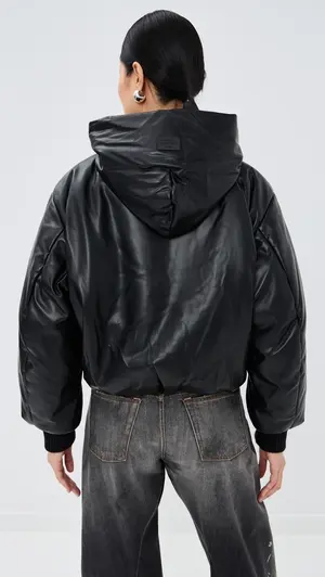 Acne Studios Grain Faux Leather Hooded Jacket