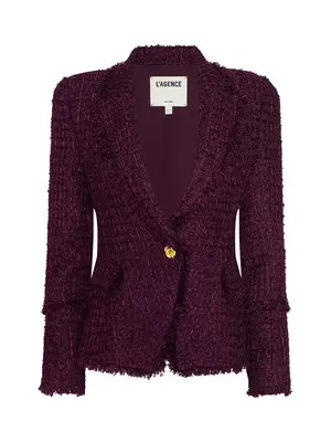L'Agence Kaisley Tweed Blazer - Dark Port