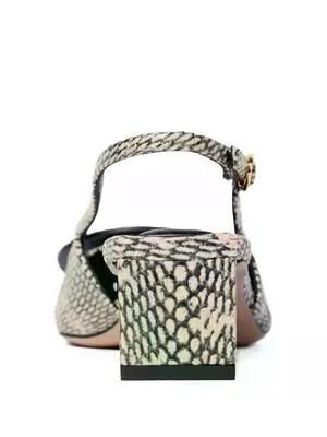 Jacquemus Snakeskin Print Slingback Pumps