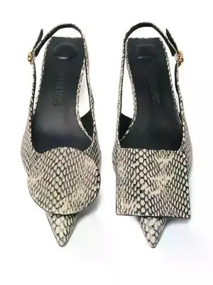 Jacquemus Snakeskin Print Slingback Pumps