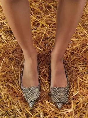 Jacquemus Snakeskin Print Slingback Pumps