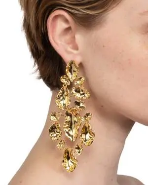 Alexis Bittar Brut Large Mosaic Dangle Earrings - Gold