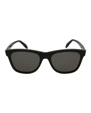 Alexander McQueen Acetate Square Frame Sunglasses - Black Black Grey (am0158s/30006088/001)