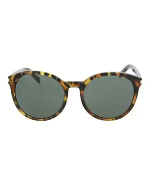 Saint Laurent Round Frame Acetate Sunglasses - Avana Grey (classic6/30000165/009)