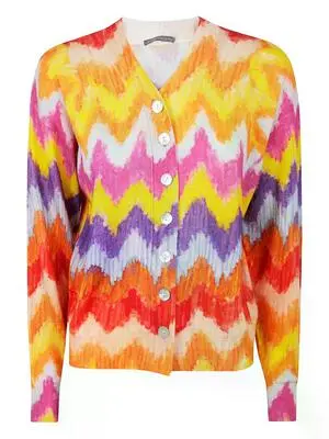 IN BED WITH YOU Abstract-print Wool Cardigan - Yellow