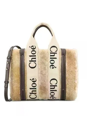 Chloé Logo-plaque Shearling Tote Bag
