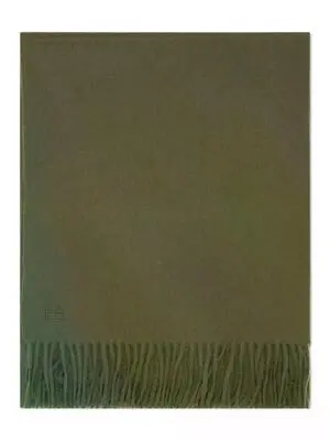 Eric Bompard Monogram Fringed Scarf - Green